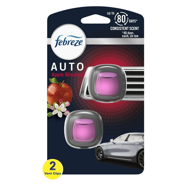 Febreze AUTO Air Freshener Vent Clip Apple Blossom Scent, 2-count .06 ...