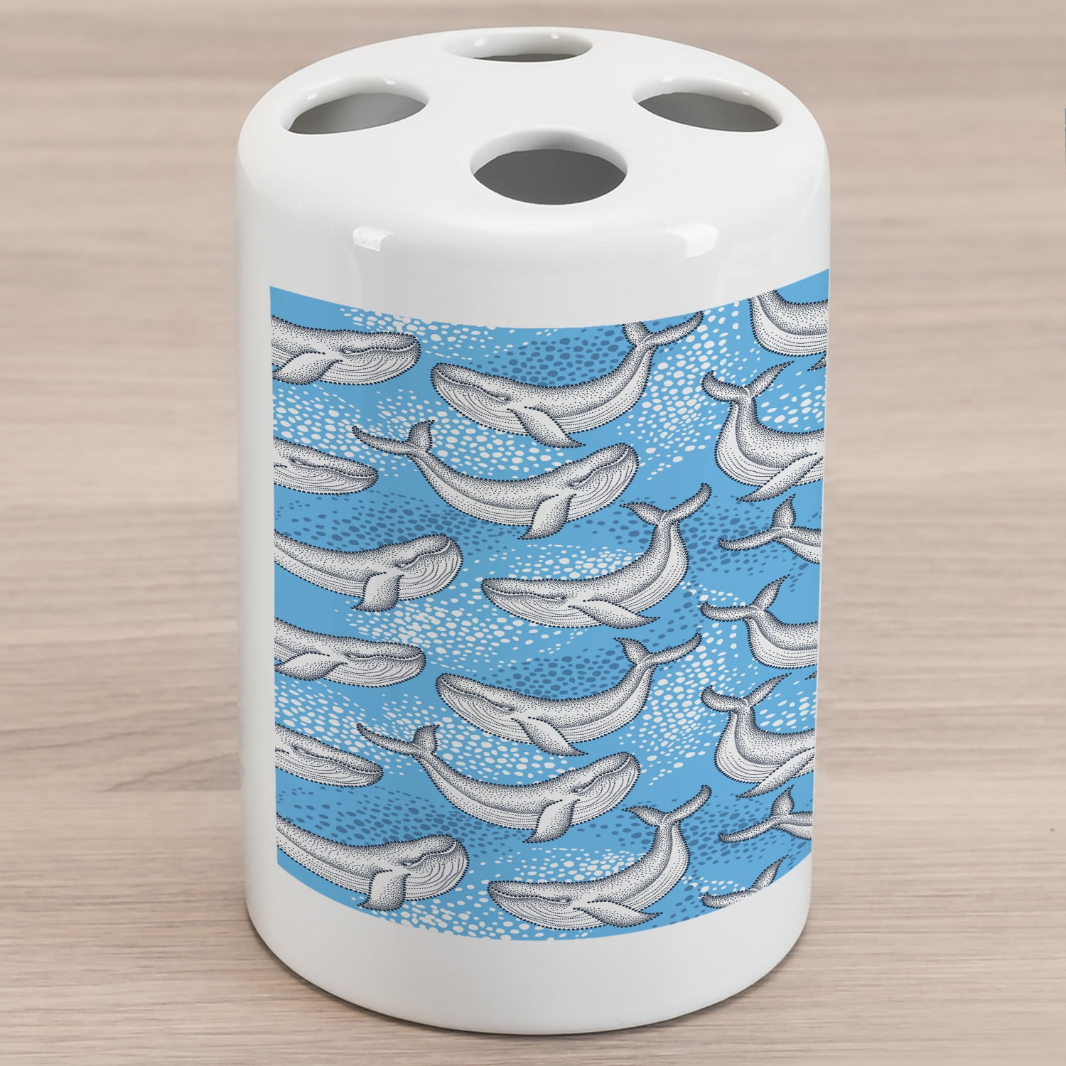 Sea Animals Ceramic Toothbrush Holder, Dotted Humpback Whale Maritime ...