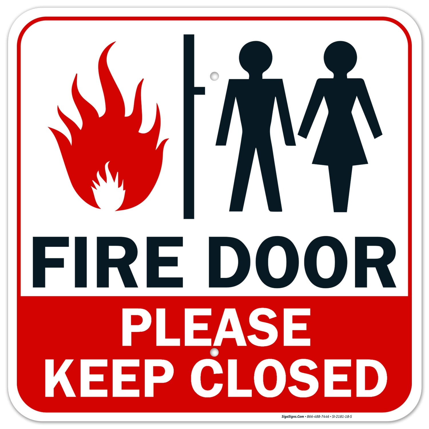 Fire Door, Please Keep Closed Sign, 18x18 Aluminum - Walmart.com