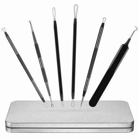 Stainless Steel Blackheads Squeeze Tweezers Needle Kit Double-end Acne ...