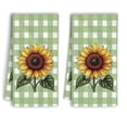 2pcs Bright 4 Sunflower Gingham Kitchen Towels - Soft Polyester ...