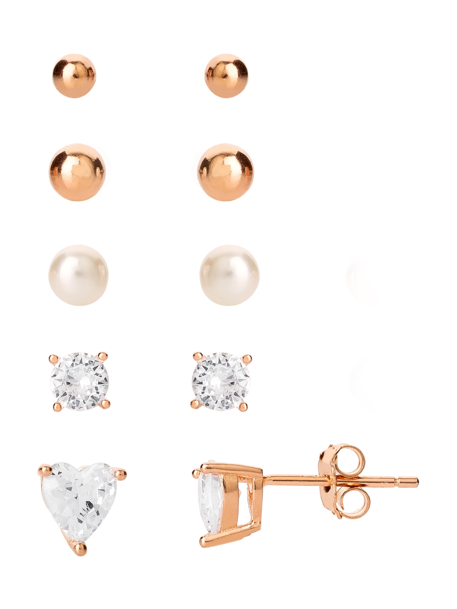 STERLING SILVER 14KT GOLD PLATED SINGLET 4MM BALL STUD, CUBIC ZIRCONIA ...