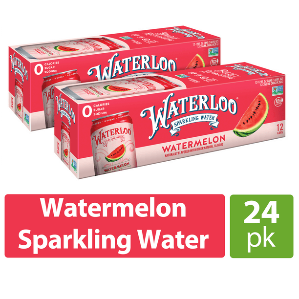 Waterloo Sparkling Water, Watermelon, 12 fl oz, 24 Pack Cans - Walmart.com