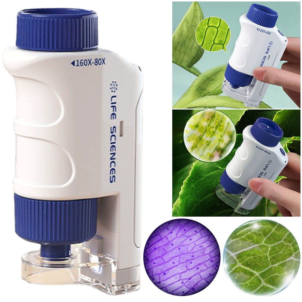 Microscopio bolsillo mini microscopio mano 60-120X para experimentos ...