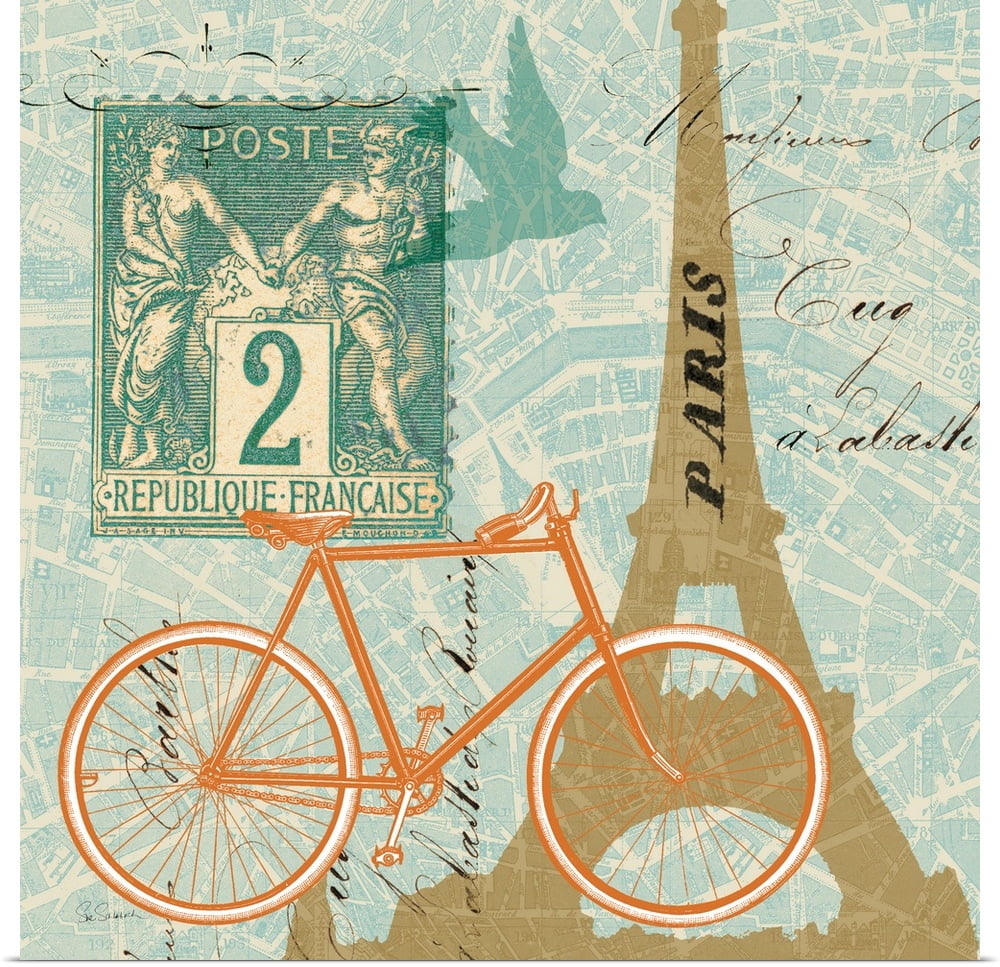 Great BIG Canvas | "Postcard from Paris Collage" Art Print - 20x20 ...