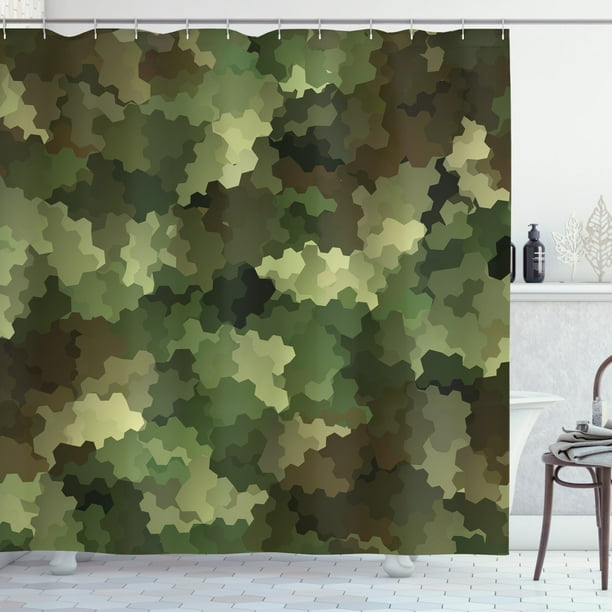 Camo Shower Curtain Frosted Glass Effect Hexagonal Abstract Being