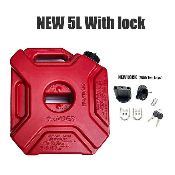 5l With Lock Portable Jerry Can Gas Fuel Tank Plastic Petrol Car Gokart ...