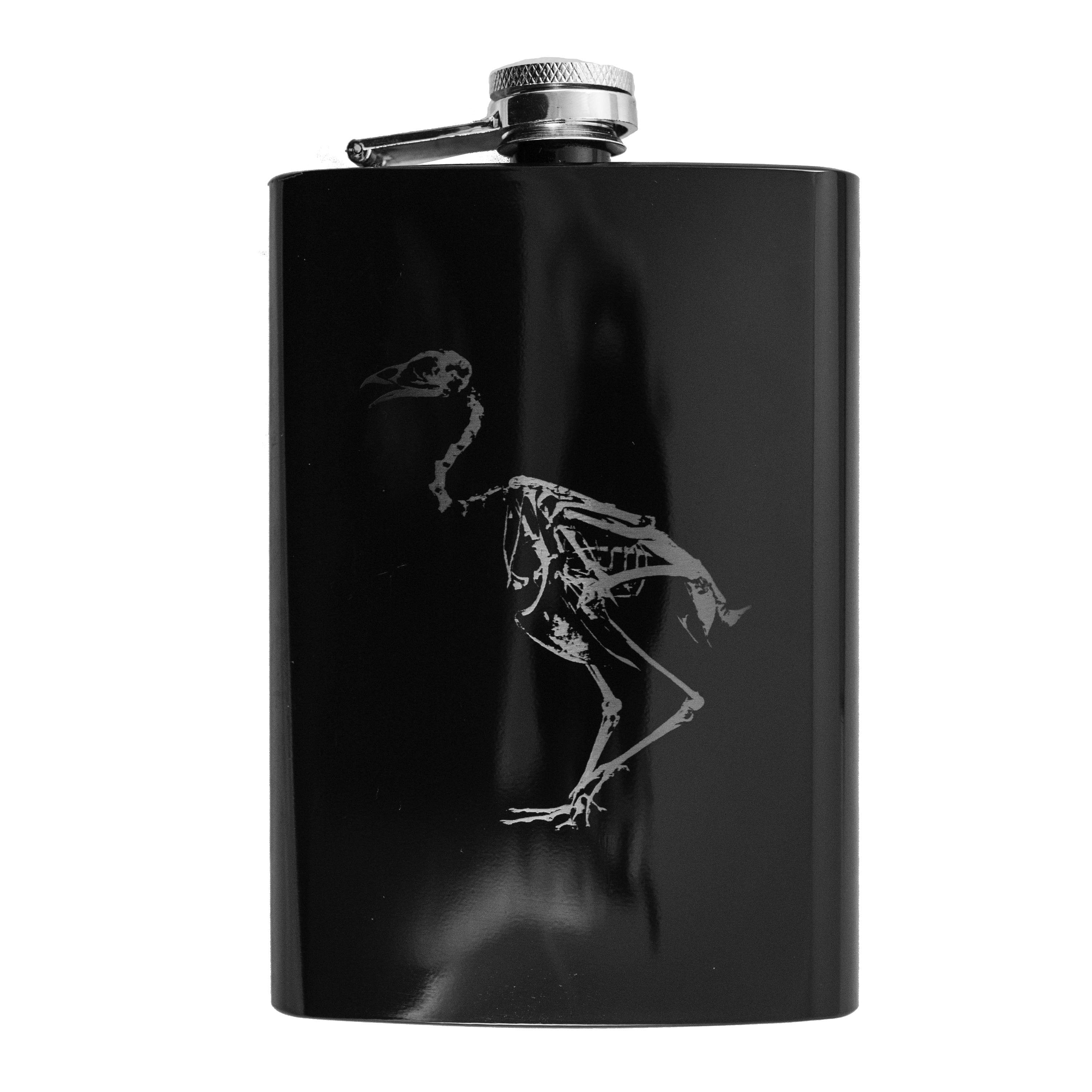 Hip Flask Plus Stainless Steel 8oz Flask - Black Bird Skeleton - Walmart.com