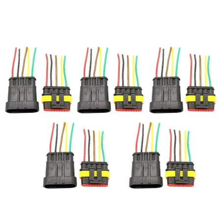 AWG Copper 5 Kits Car Water 5 Pin Way Electrical Connector Plug With ...