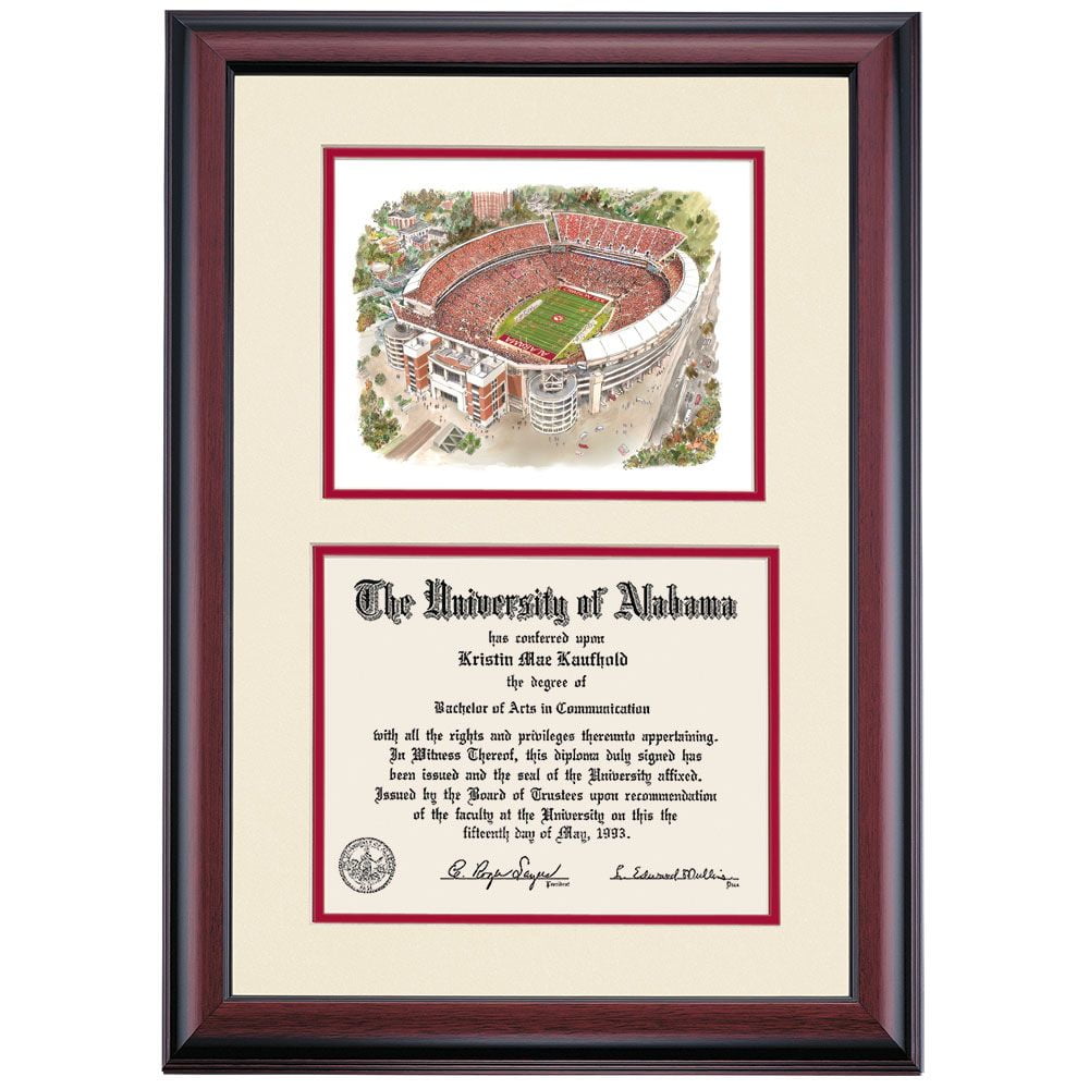 OCM Diploma Frame for University of Alabama UA, Ivory/Crimson Mat with ...
