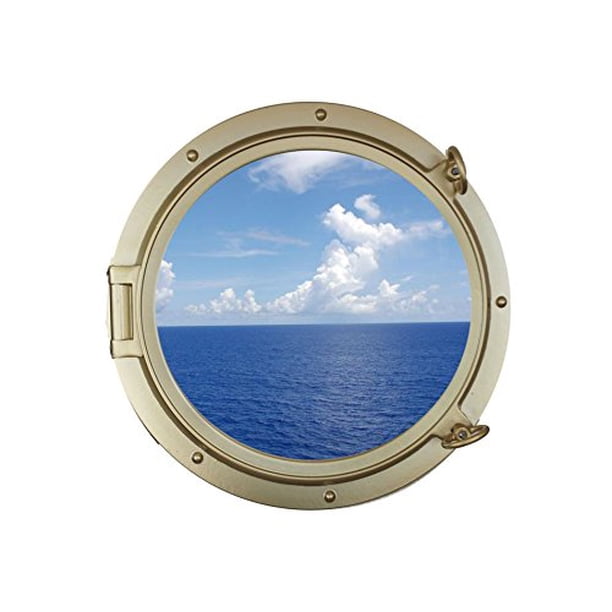 24" Aluminum Porthole Window (Antique Golden) - Embossed Inner Rim ...