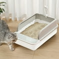 Semi-Enclosed High-Sided Cat Litter Box with Removable Cover & Splash ...