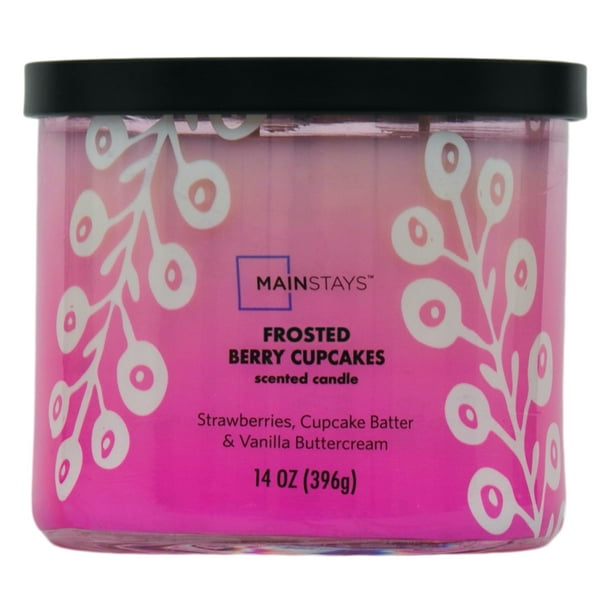 Mainstays 3-Wick Ombre Wrap Frosted Berry Cupcakes Candle, 14-Ounce ...