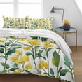 4 Piece Duvet Cover Set Cal king, Spring Yellow Wild Flowers Leaf Soft ...