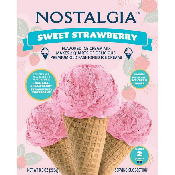 Nostalgia 2-Quart Premium Ice Cream Mix, Strawberry, Strawberry Ice ...