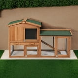 Pefilos 58" Wood Rabbit Hutch with Run, Chicken Coops for 2 Hen, Bunny Cage, Guinea Pig Hutch ...