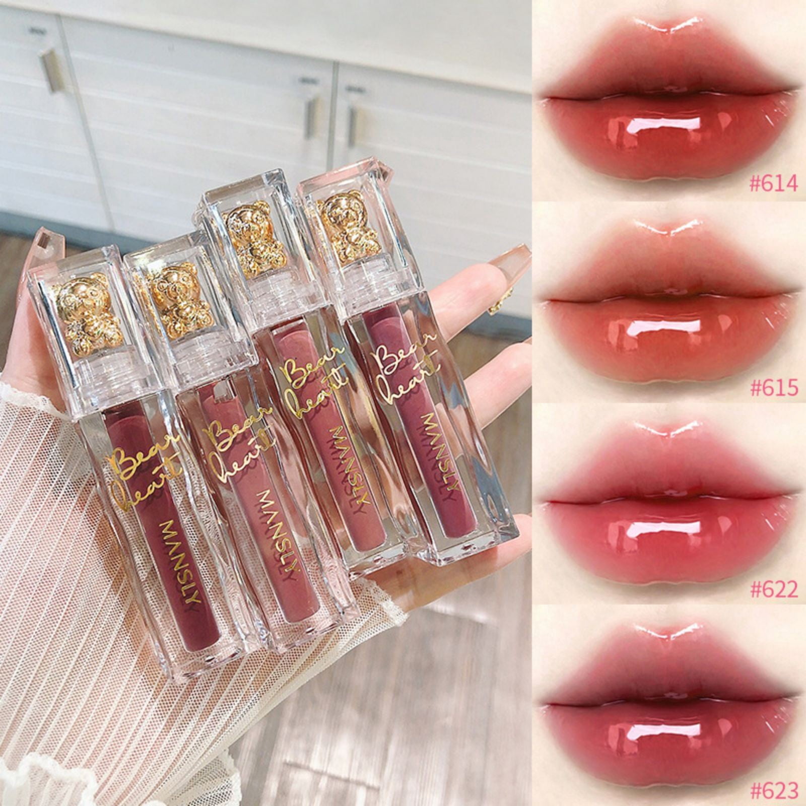 Esmalte labial espejo de 4 colores | Brillo hidratante de larga ...