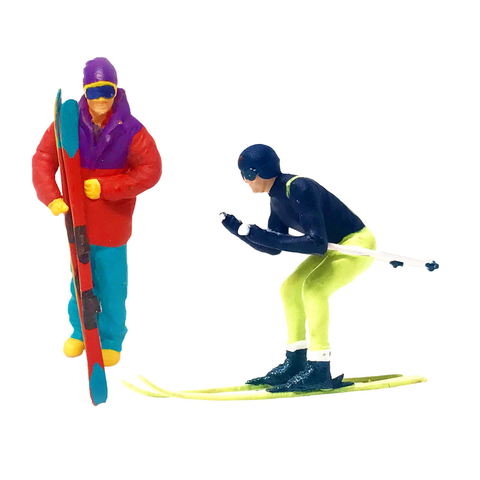 2 Pack 1:64 Resin Mini Skiing Characters People Figure Building ...