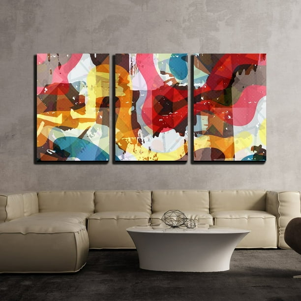 Wall26 3 Piece Canvas Wall Art Vector Graffiti Beautiful Abstract