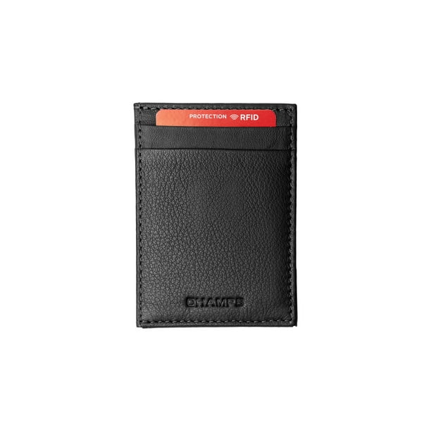 CHAMPS Express Minimalist Leather RFID Mag-Hybrid Cardholder Wallet ...
