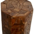 DecMode 13" x 17" Brown Teak Wood Handmade Accent Table with Mosaic ...