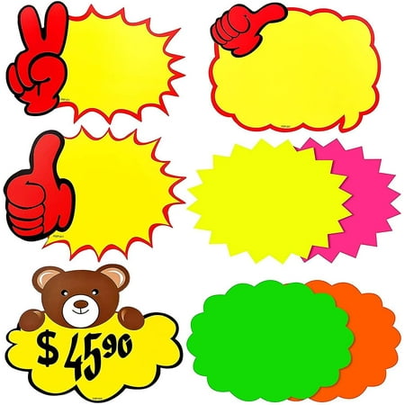 80 Pieces Eye Catching Price Tag Fluorescent Starburst Signs Paper ...
