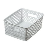 Mainstays Small White Decorative Plastic Storage Basket, 10 in x 8 in x ...