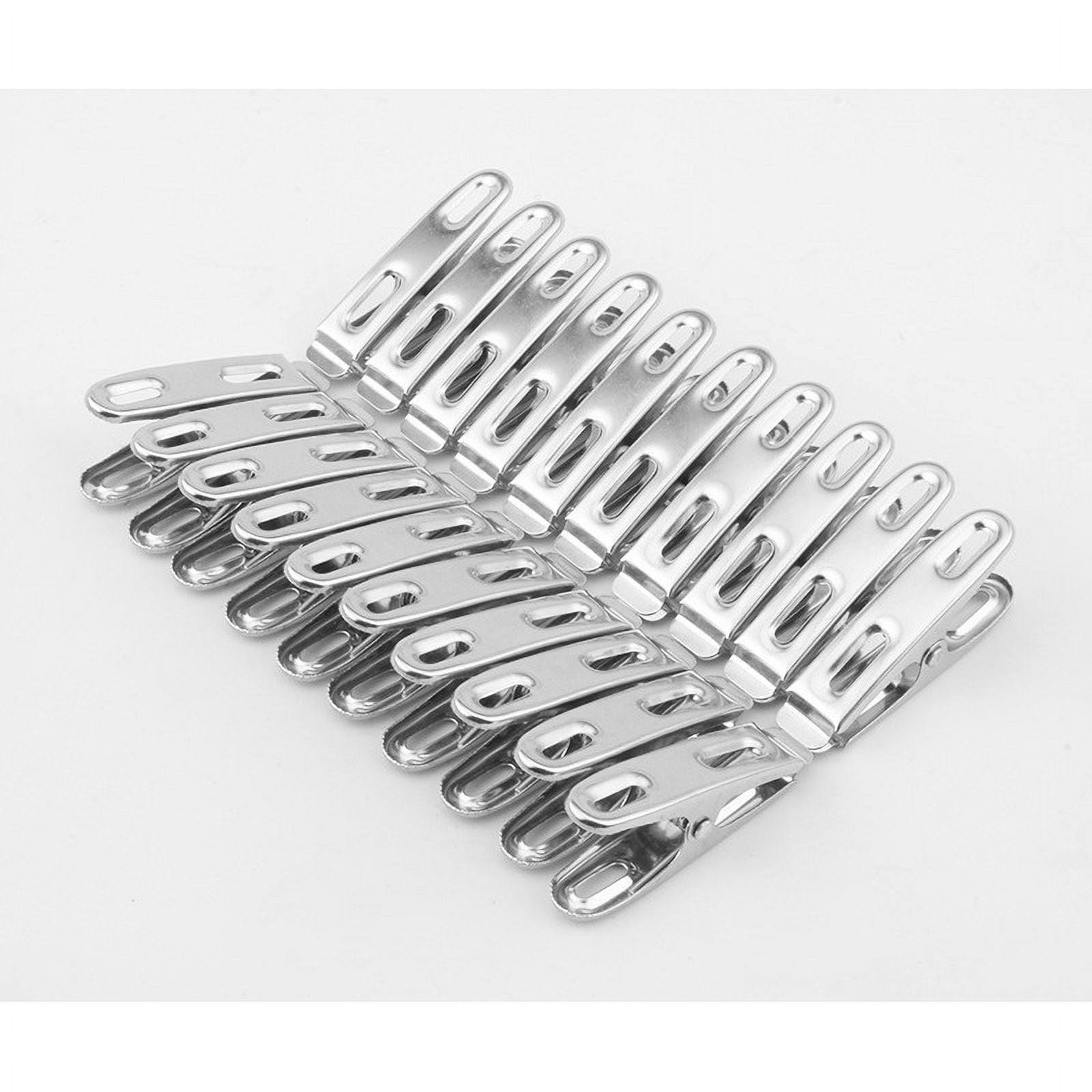 Paquete de 20 pinzas plateadas de acero inoxidable, pinzas de alambre para ropa, pinzas para ...