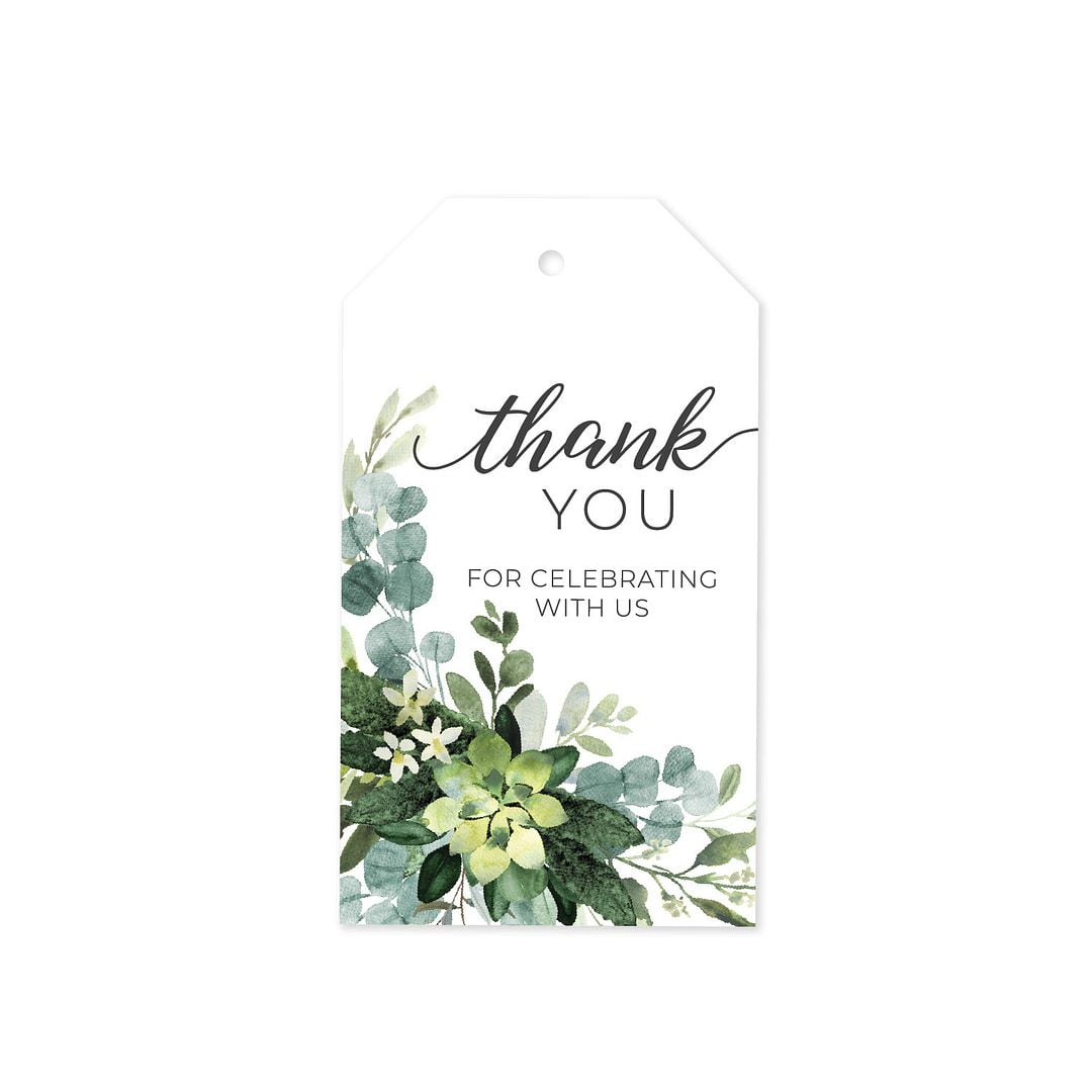 Lush Greenery Favor Thank You Tags / 100 Thank You for Celebrating With ...