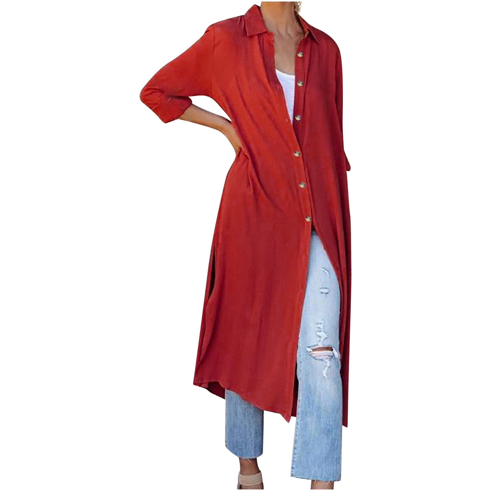 Click here for Cehvom Fashion Women Casual Solid Turndown Neck Lo... prices