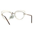 Womens Double Metal Wire Rim Cat Eye Goth Eye Glasses Gold