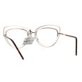 Womens Double Metal Wire Rim Cat Eye Goth Eye Glasses Gold