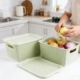 Pethiy 2-Pack Light Green Rattan-Texture Plastic Storage Baskets ...