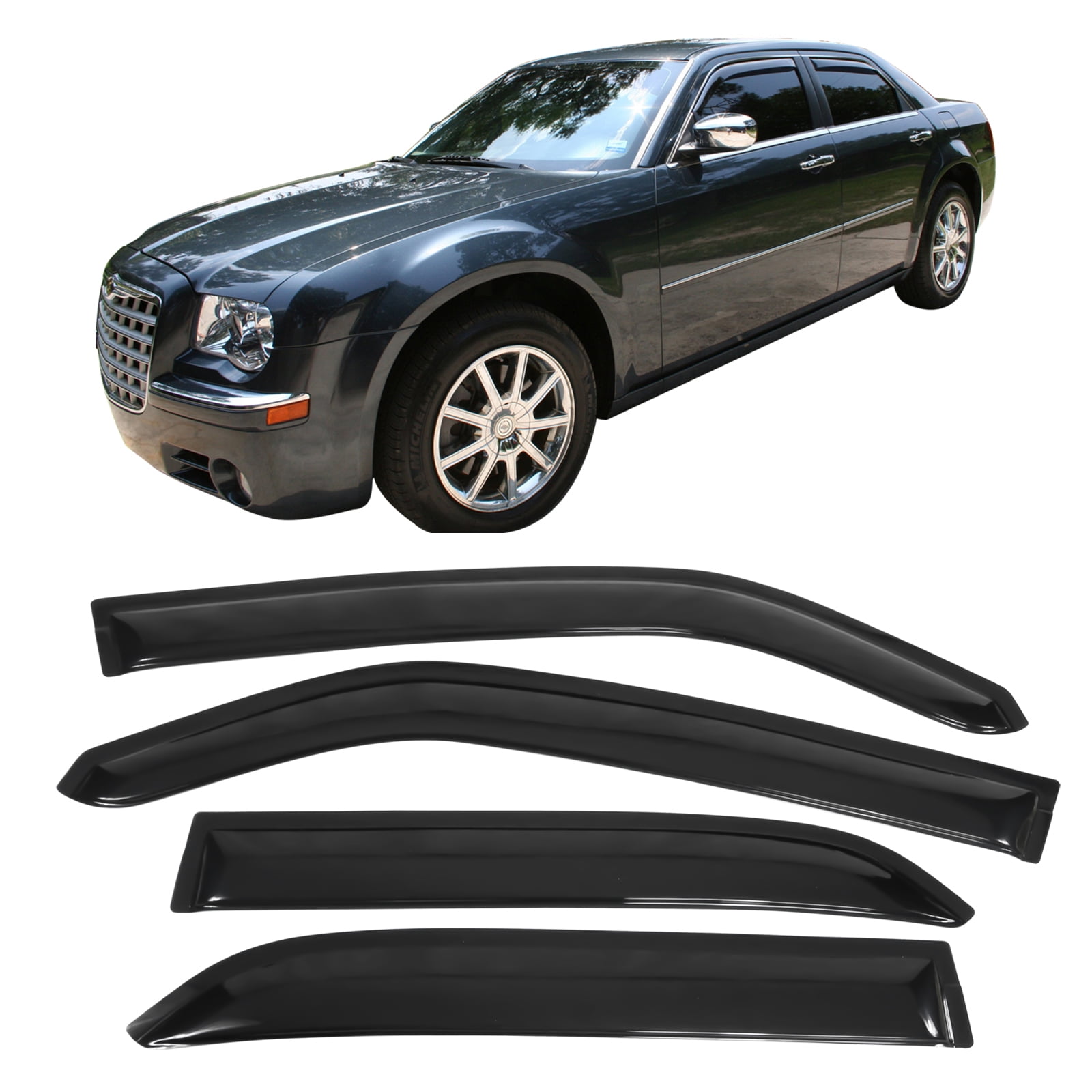 Ikon Motorsports Window Visor Fit 05-08 Dodge Magnum 05-10 Chrysler 300 ...