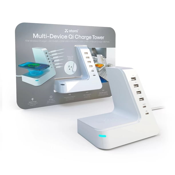 Atomi 20W Qi Wireless Charging Multiport Charge Tower - Walmart.com
