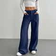Ahabrexf Wide-Leg Mid-Low Rise Washed Denim Trousers in Solid Color for ...
