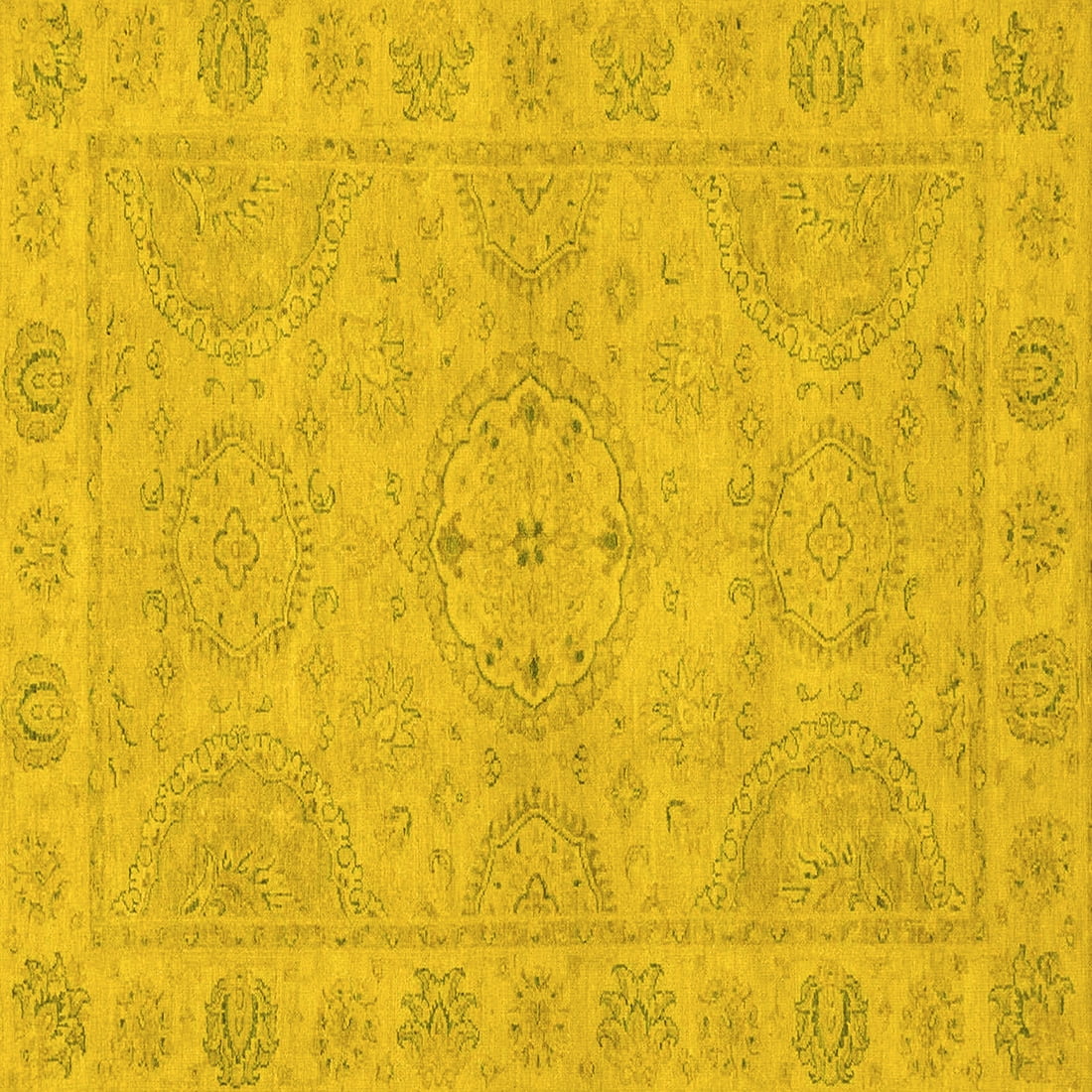 Ahgly Company Indoor Square Oriental Yellow Traditional Area Rugs, 7 ...
