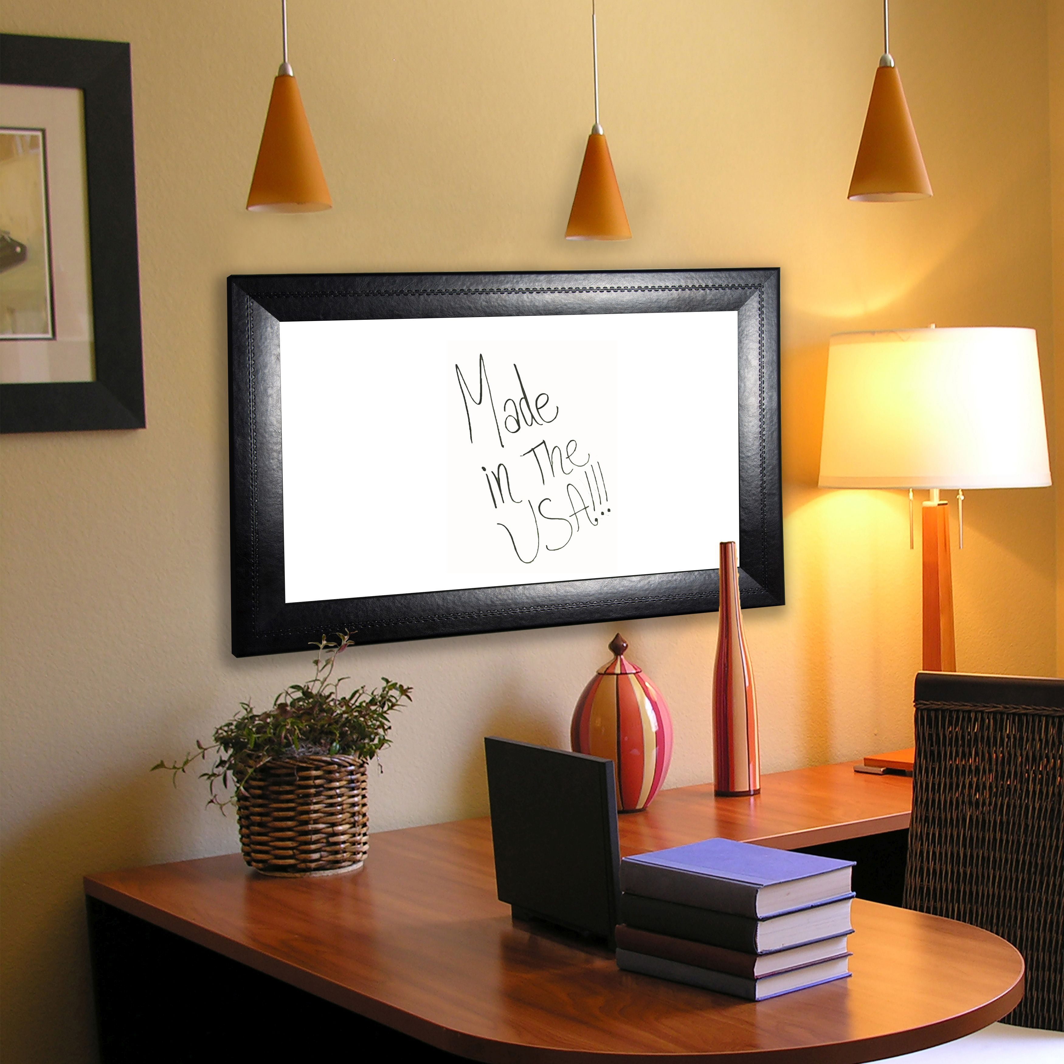 American Made Rayne Stitched Whiteboard-Finish:Black,Shape:Rectangle ...