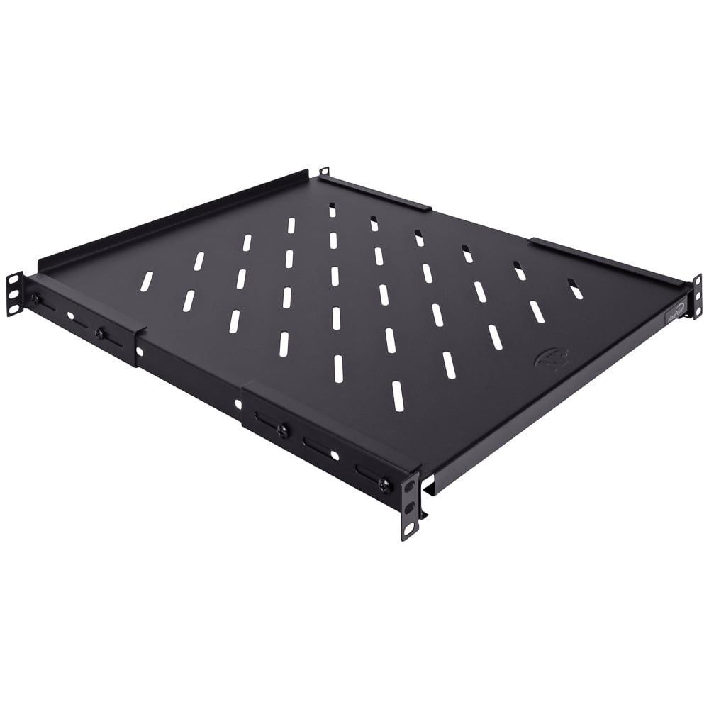 Vented 4-Post Shelf, Adjustable, Black, 550 mm Depth, 1U, 242 lbs, Cold ...