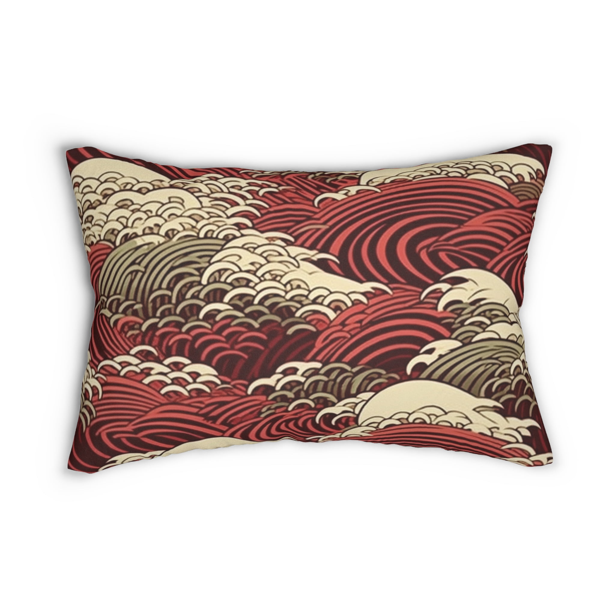 Lumbar Pillow with Japanese Wave Design - Walmart.com
