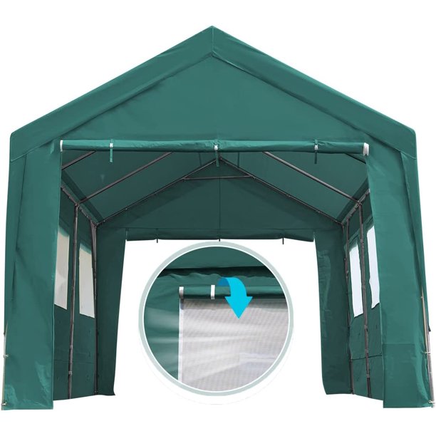 ADVANCE OUTDOOR 12x20 ft Heavy Duty Carport with Roll-up Ventilated ...