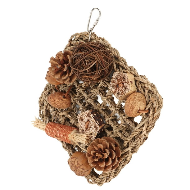 Bird Climbing Net Rattan Ball Pine Cone Corn Cob Nuts Straw Rope Parrot ...