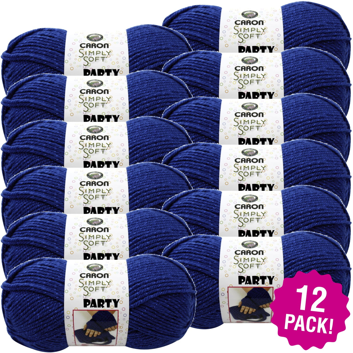 Multipack of 12 - Caron Simply Soft Party Yarn-Royal Sparkle - Walmart.com