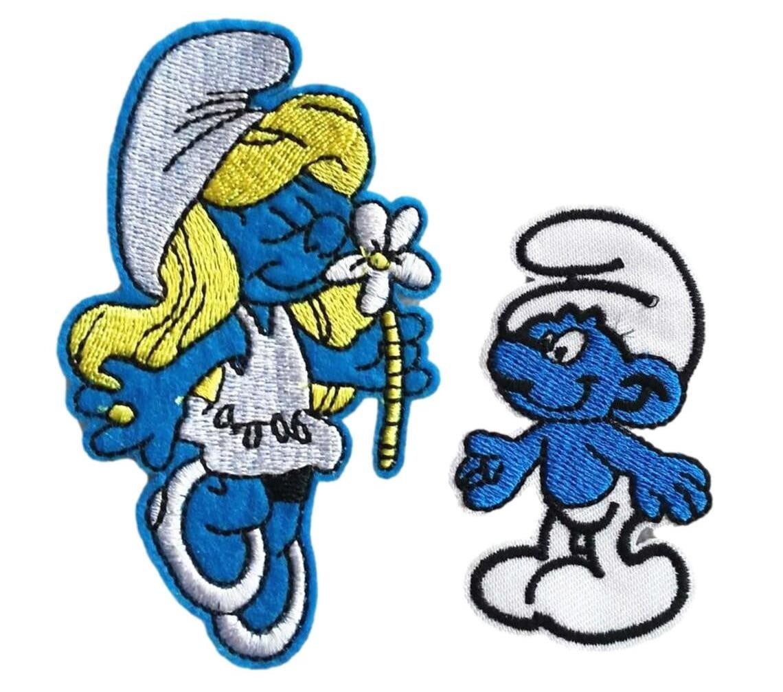 Smurfette And Baby Smurf Characters 2.5" Tall Embroidered Iron On Patch ...