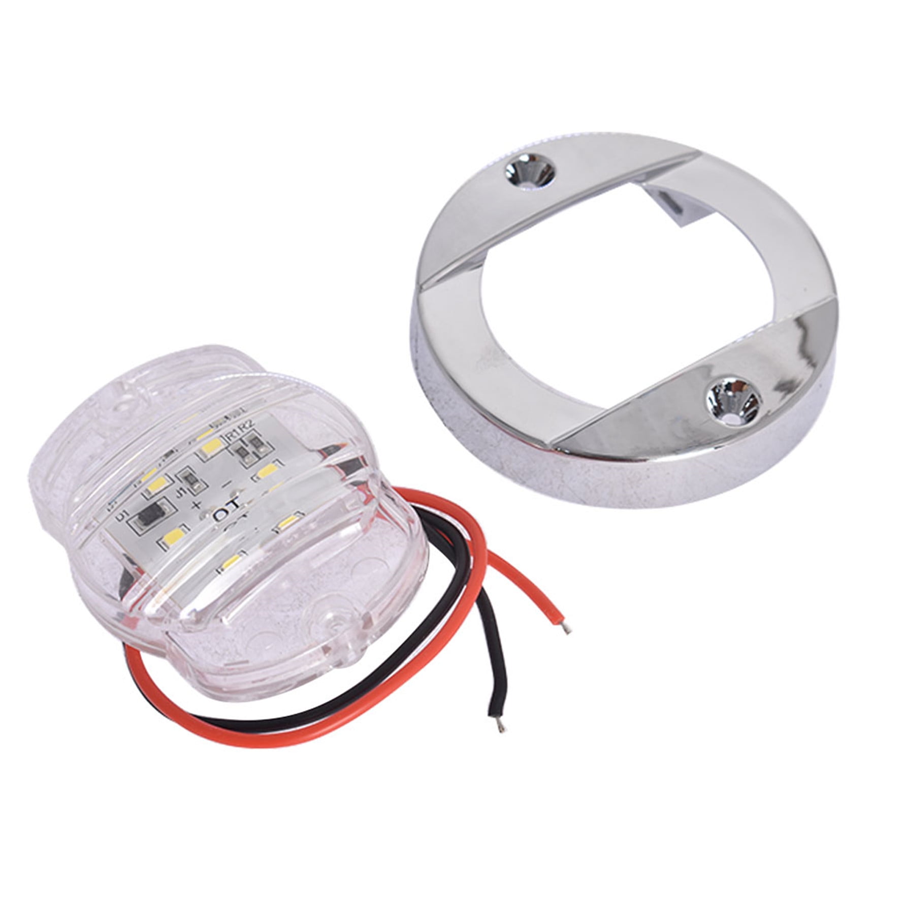 Genrics 2-pack 3 inch Round Navigation Lights Chrome Boat Marine Clear ...