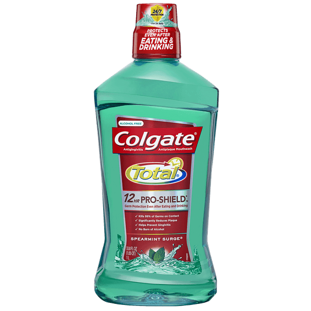 Colgate Total Pro-Shield Alcohol Free Mouthwash, Spearmint - 1L, 33.8 ...