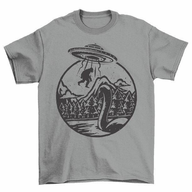 Bigfoot UFO Alien Abduction Loch Ness Monster Sasquatch T-Shirt Men ...