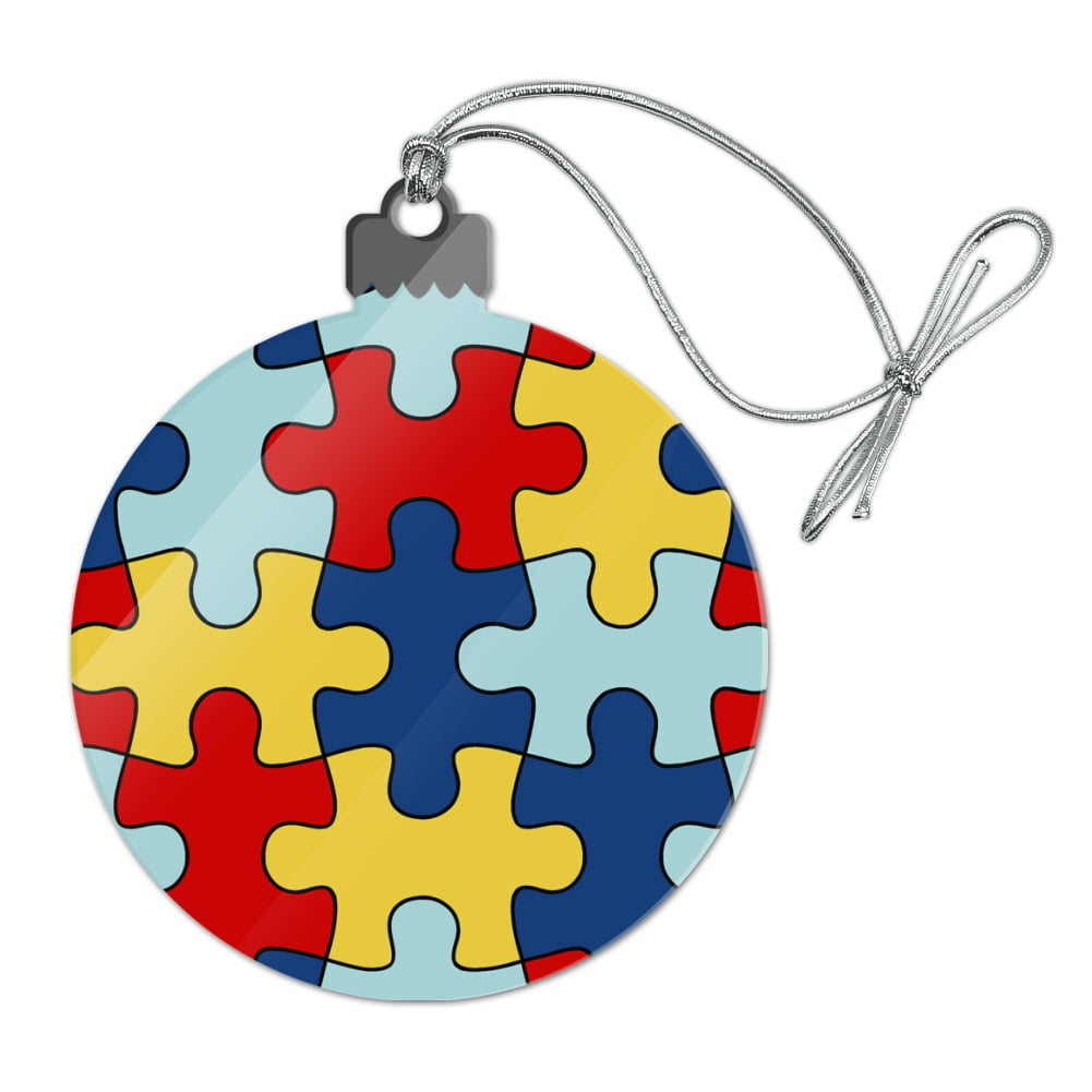 Autism Awareness Diversity Puzzle Pieces Acrylic Christmas Tree Holiday ...