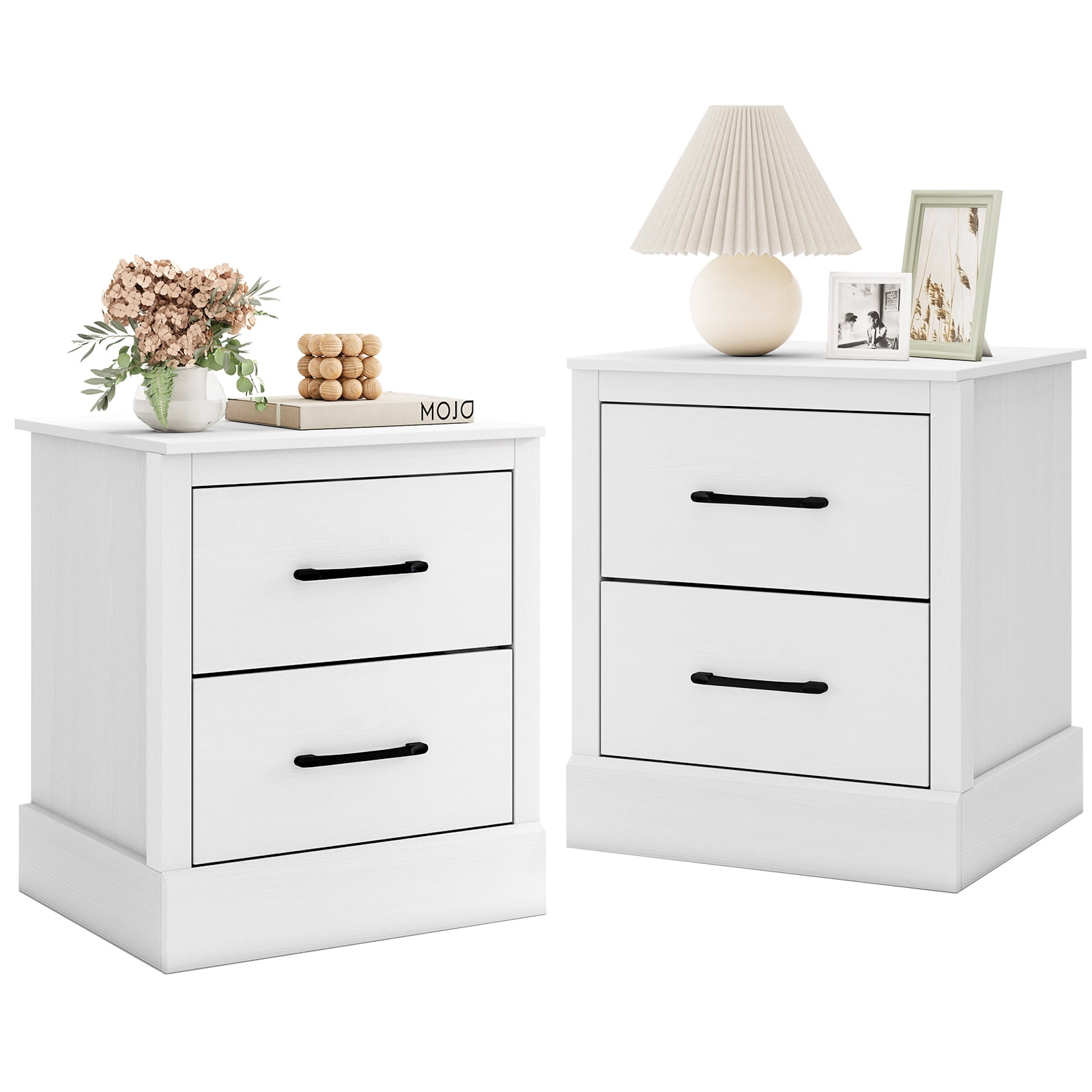 Click here for Gymax Set Of 2 18.5 Farmhouse Nightstand W/2 Drawe... prices