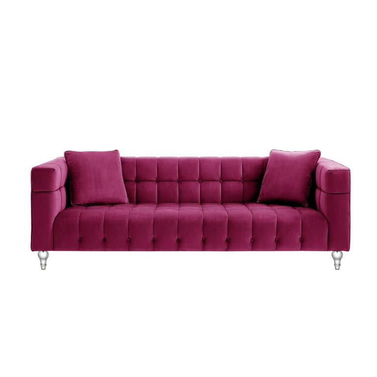 Fuchsia Tufted Sofa | Baci Living Room